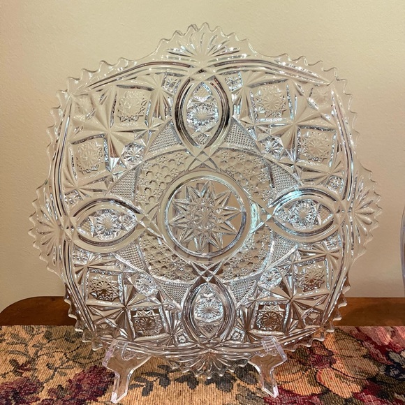 Dining | Vintage Eapg Clear Glass Star Hobnail Cane Arch Flower Fan ...